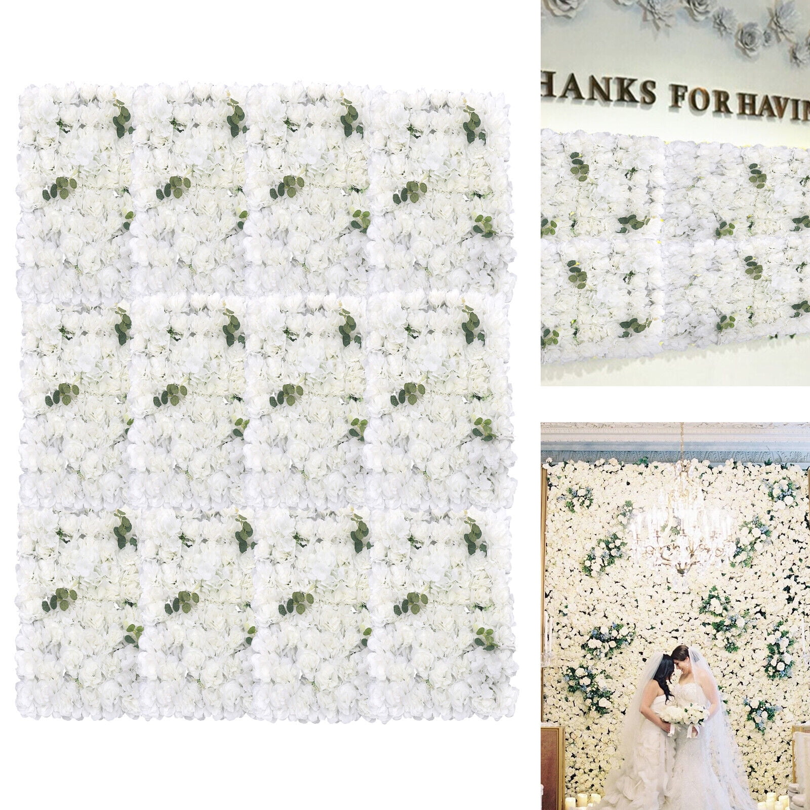 12Pcs Artificial Silk Hydrangea Silk Flower Wall Panels Wedding Venue ...