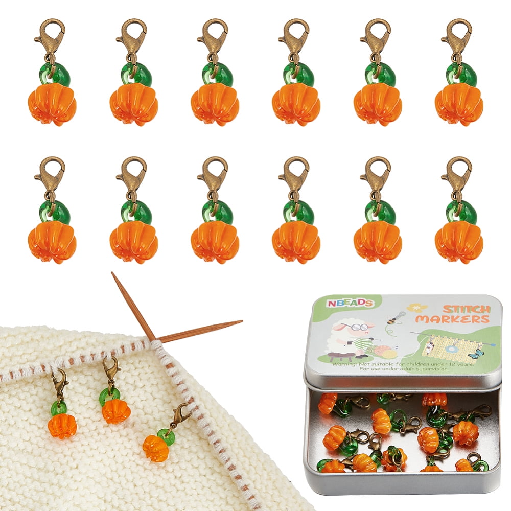 12Pcs Autumn Theme Pumpkin Handmade Lampwork Pendant Locking Stitch ...