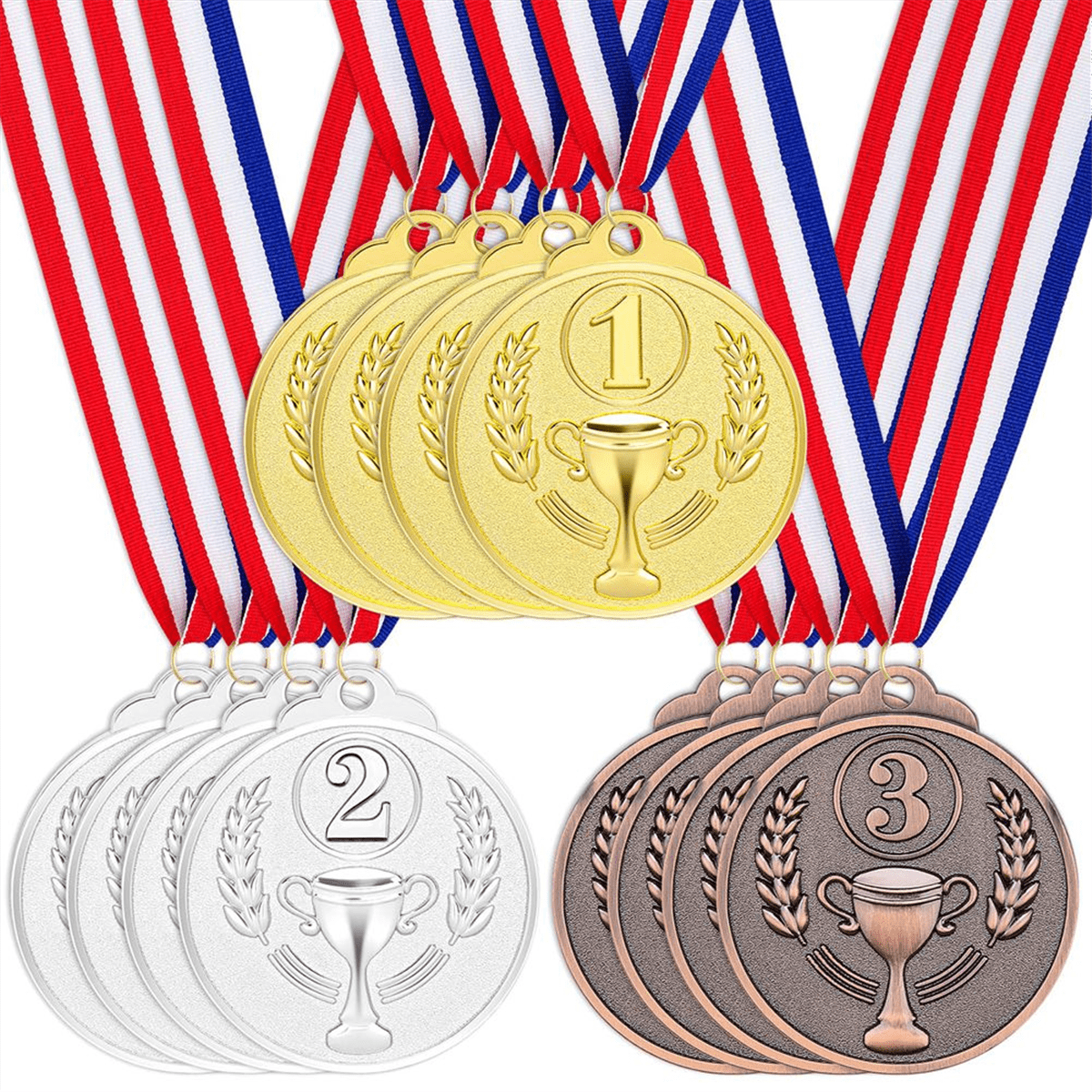 12Pcs Award Medals Gold Silver Bronze Winner Medals 1St 2Nd 3Rd Prizes ...