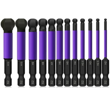 TSV Allen Wrench Drill Bits Set, Magnetic S2 Alloy Steel Hex Bits, 1/4" Hex-Shank, Metric & SAE ...