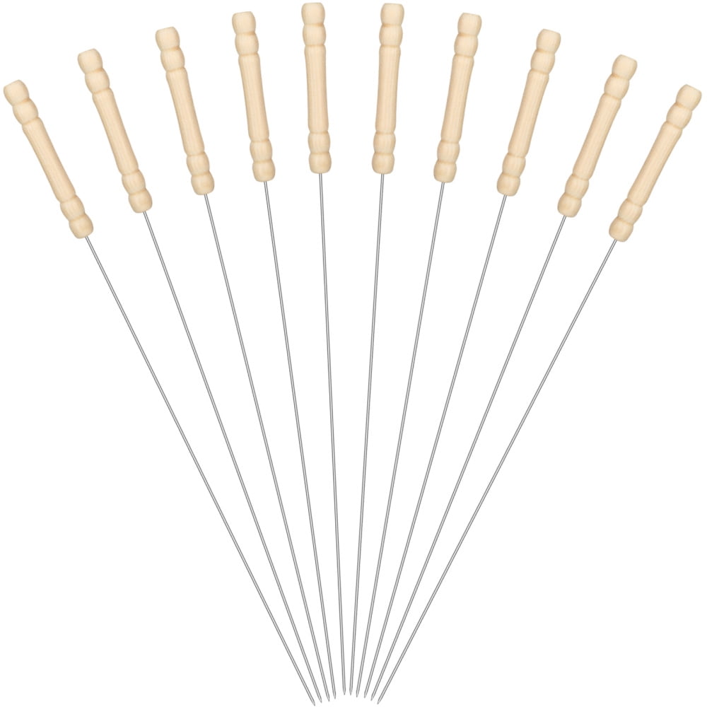 12Pcs Bbq Barbeque Skewers Stainless Steel Cooking Barbecue Kebab Grill ...