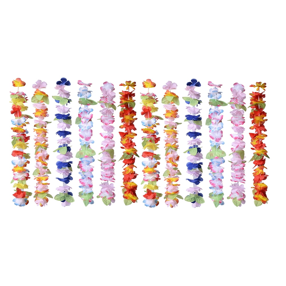 OUNONA Assorted Color Fabric Leis for Luau Party Comfortable 12Pcs ...