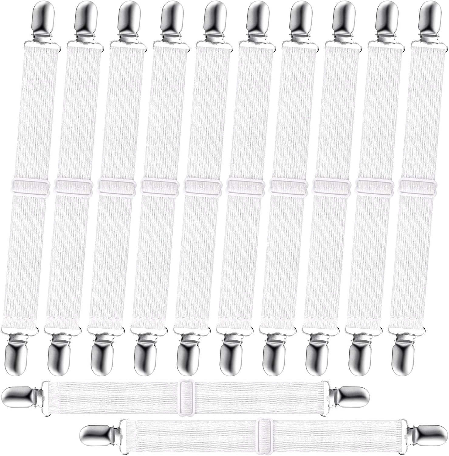 12Pcs Bed Sheet Straps, Adjustable Elastic Mattress Sheet Fasteners ...