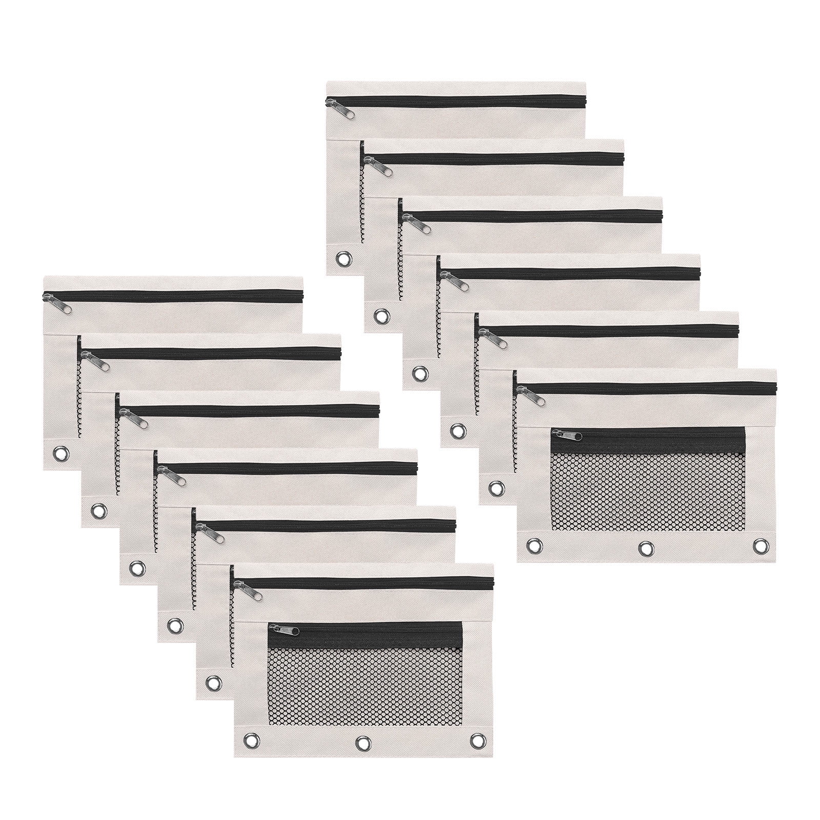 12Pcs Binder Pencil Pouch, Three Hole Cloth Pencil Case, Pencil Pouches ...