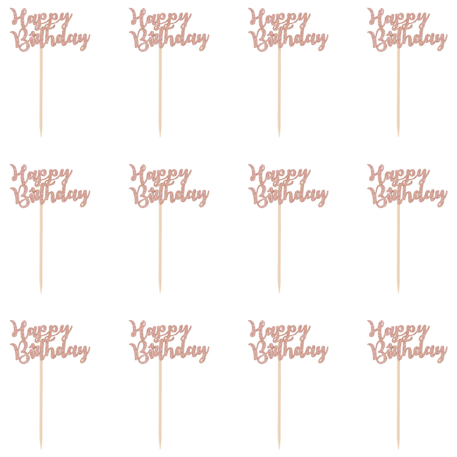 12Pcs Birthday Cake Picks Exquisite Cake Toppers Cupcake Toppers (Rose ...