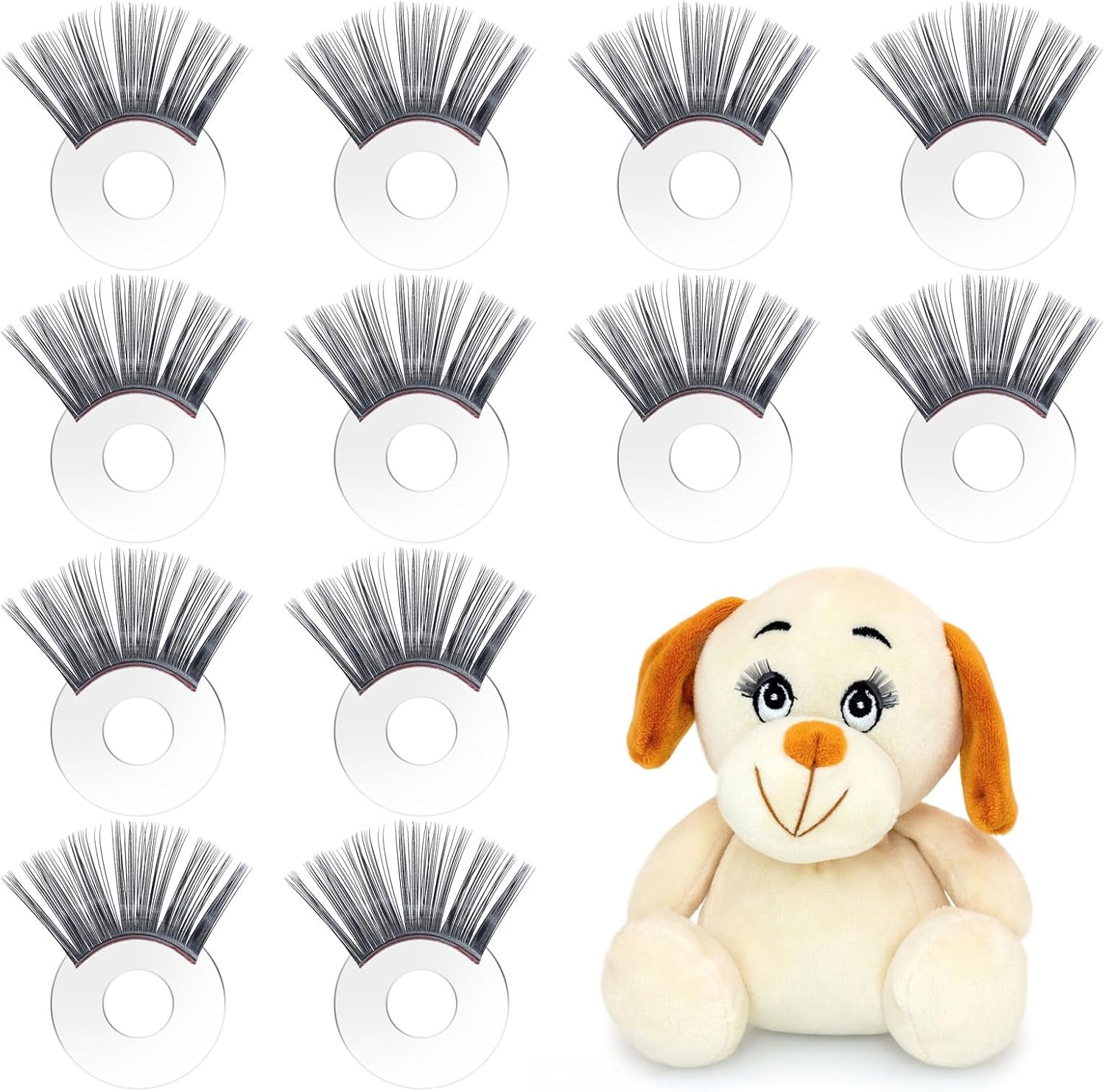 12Pcs Black Doll Eyelashes Strips Safety Eye Lashes Doll Eyelash Tray ...