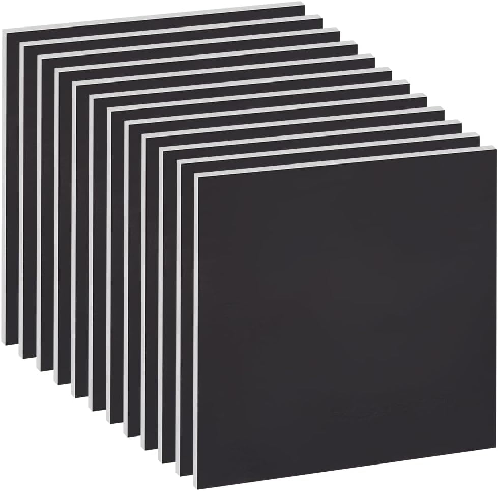 12Pcs Black Foam Board 3.9x3.9 Inch Foam Core Board for Crafts 1/5 Inch Thick Black Core Mat PVC ...