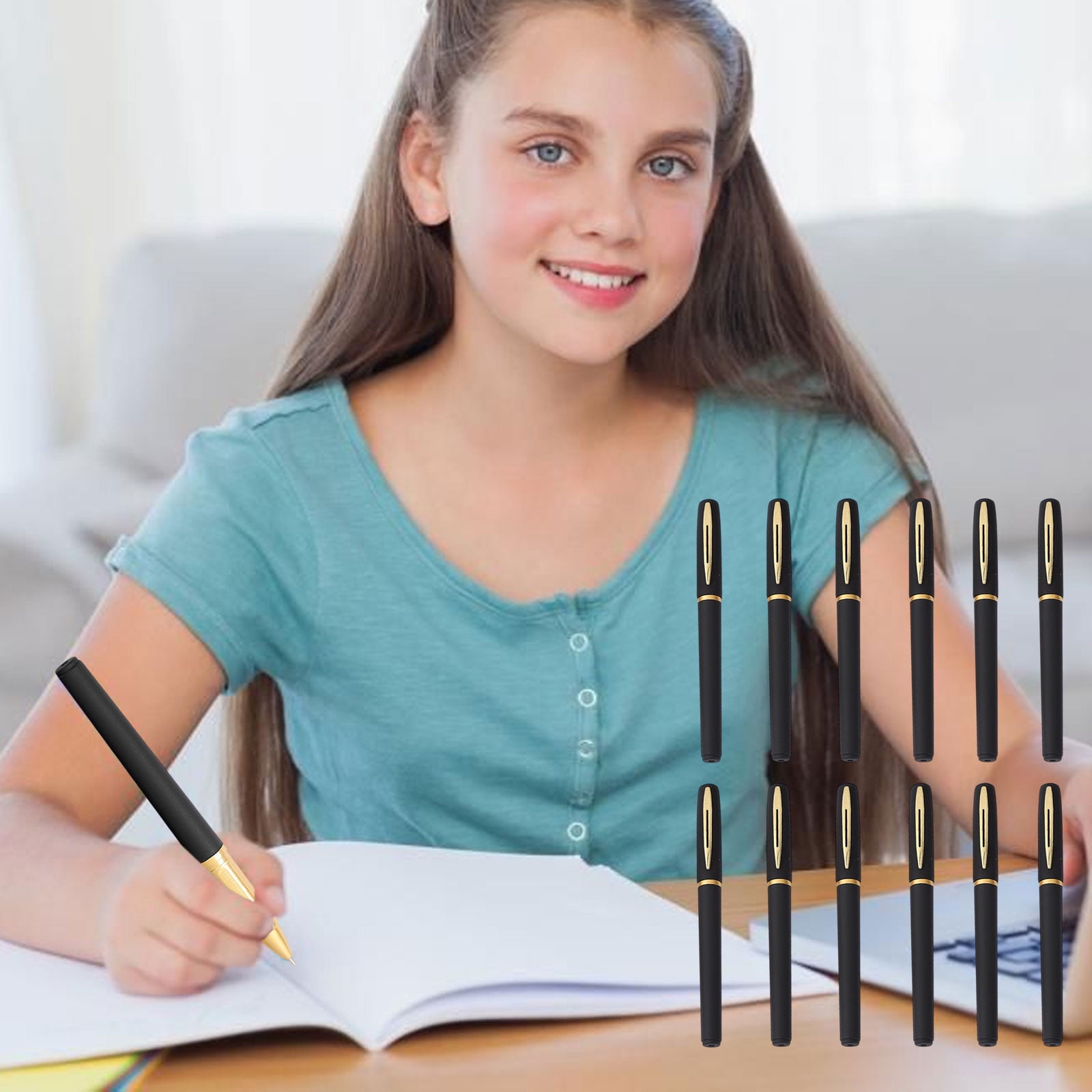 12Pcs Black Gel Pens,0.5mm Blacks Ink Pens,Fine Point Smooths Writing ...