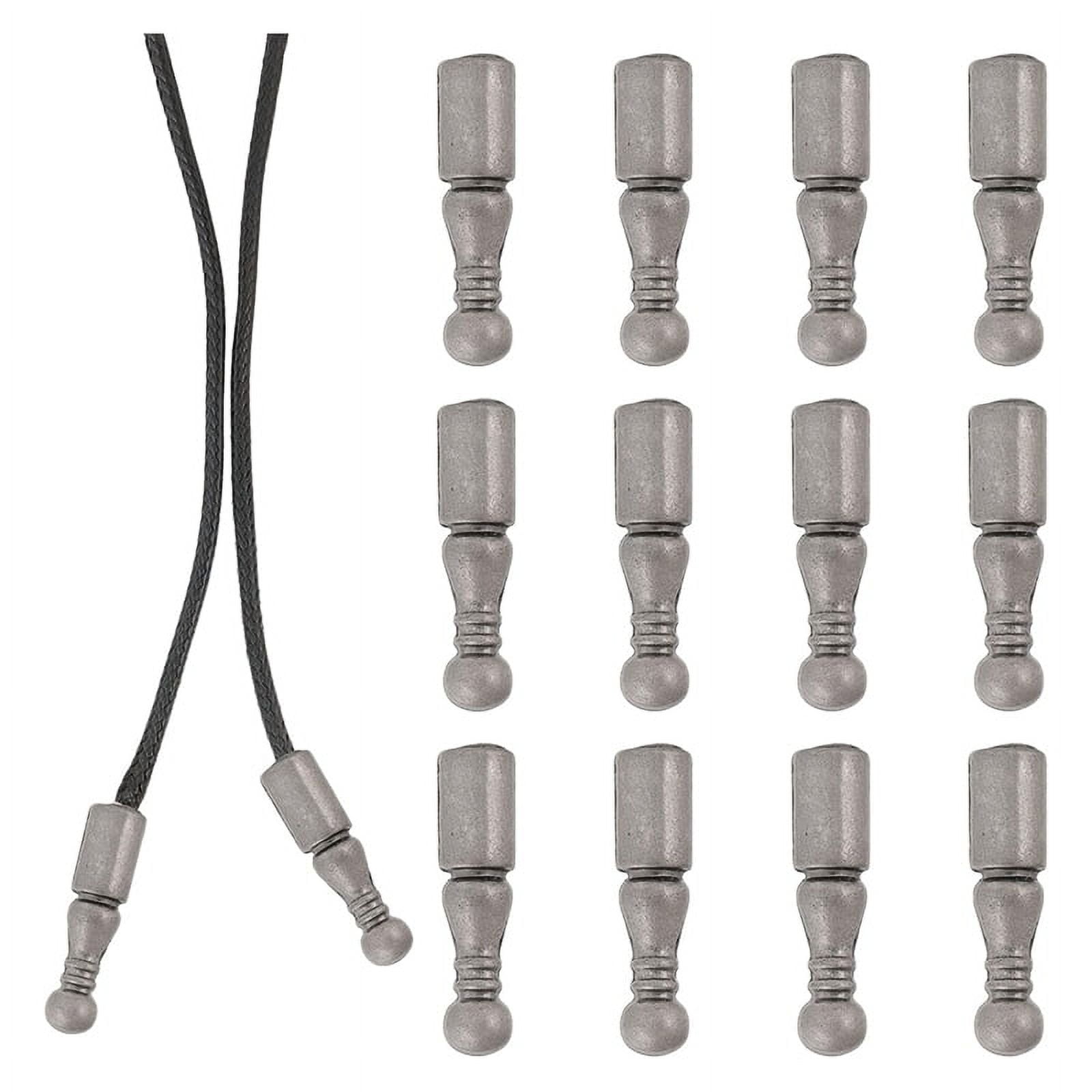 12Pcs Bolo Tie Tips Replacement End Caps Long Alloy Cord Ends Smooth ...