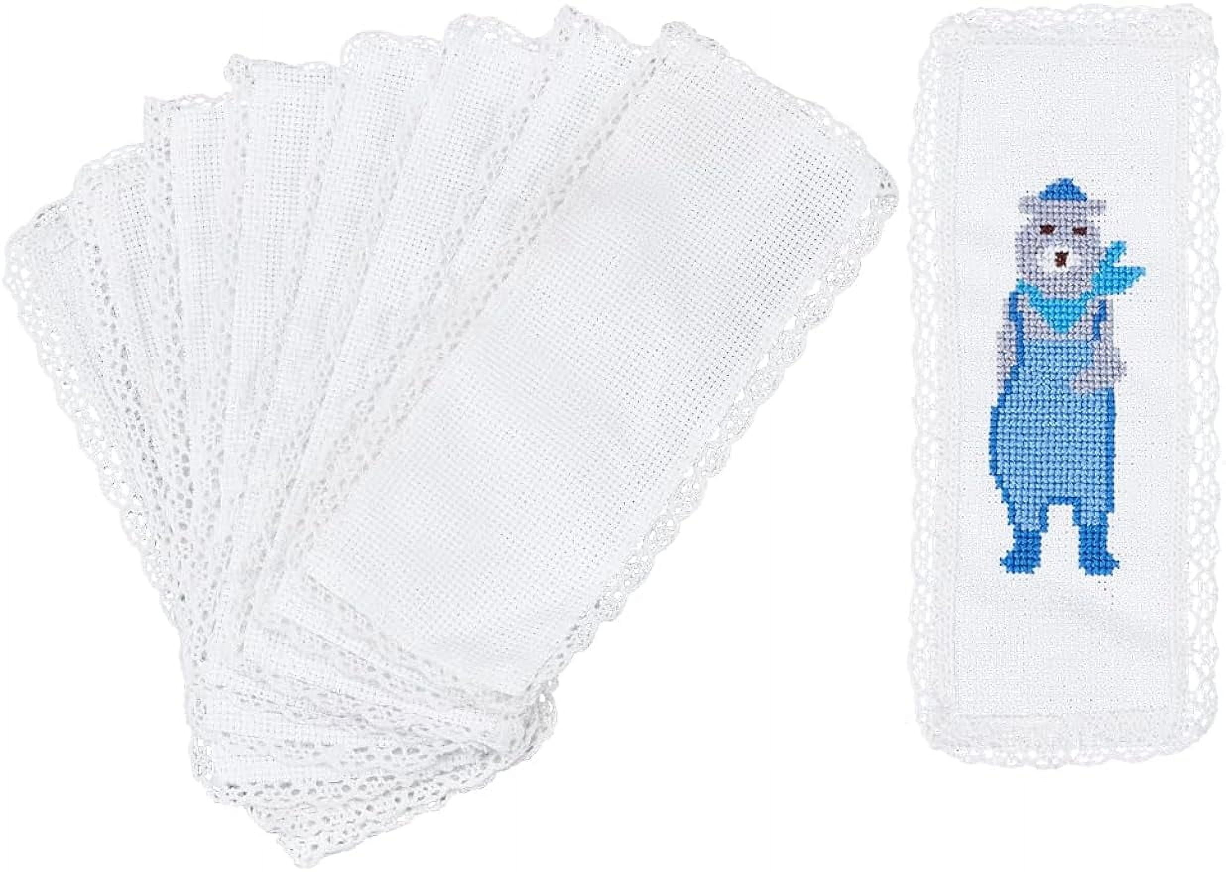 12Pcs Book Marker Cross Stitch Aida with Cotton lace Edge Embroidery ...