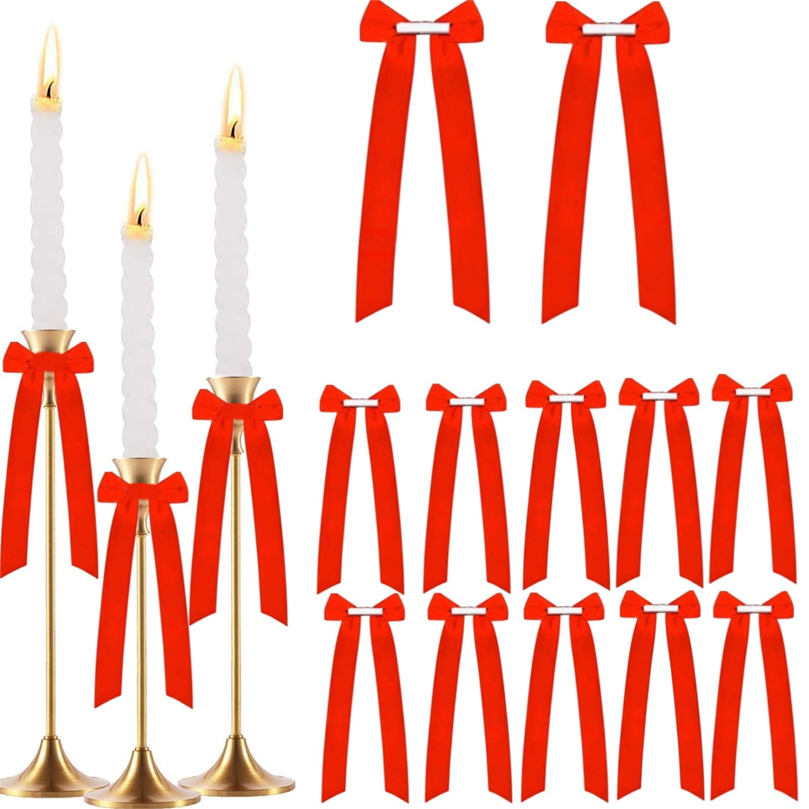 12Pcs Bow Candles Décor Ribbon Bows for Candle Holder Bridal Shower ...