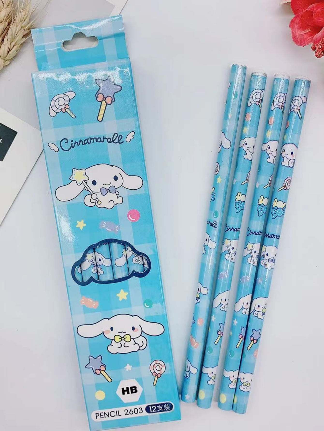 12Pcs/Box Pencil Melody Kuromi Cinnamoroll HB Black Write Draw Pencils ...