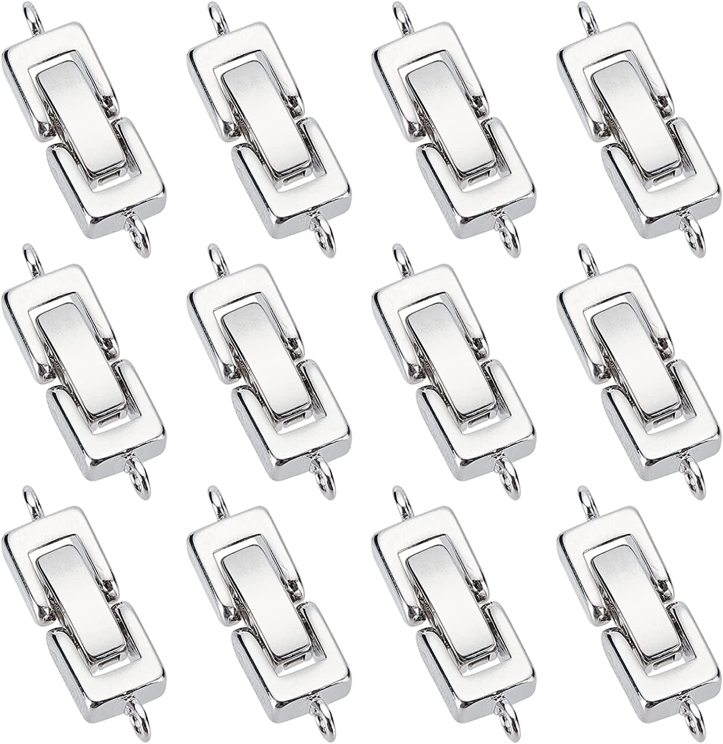 12Pcs Brass Fold Over Clasps 0.9x0.3Inch Platinum Jewelry Extender ...