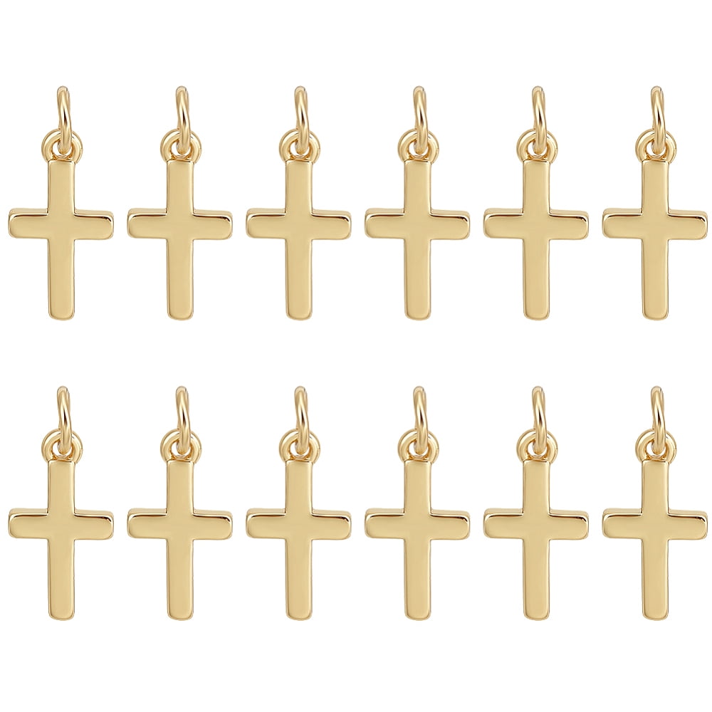 12Pcs Brass Pendants with Jump Ring Real 18K Gold Plated 15x8x1.5mm ...