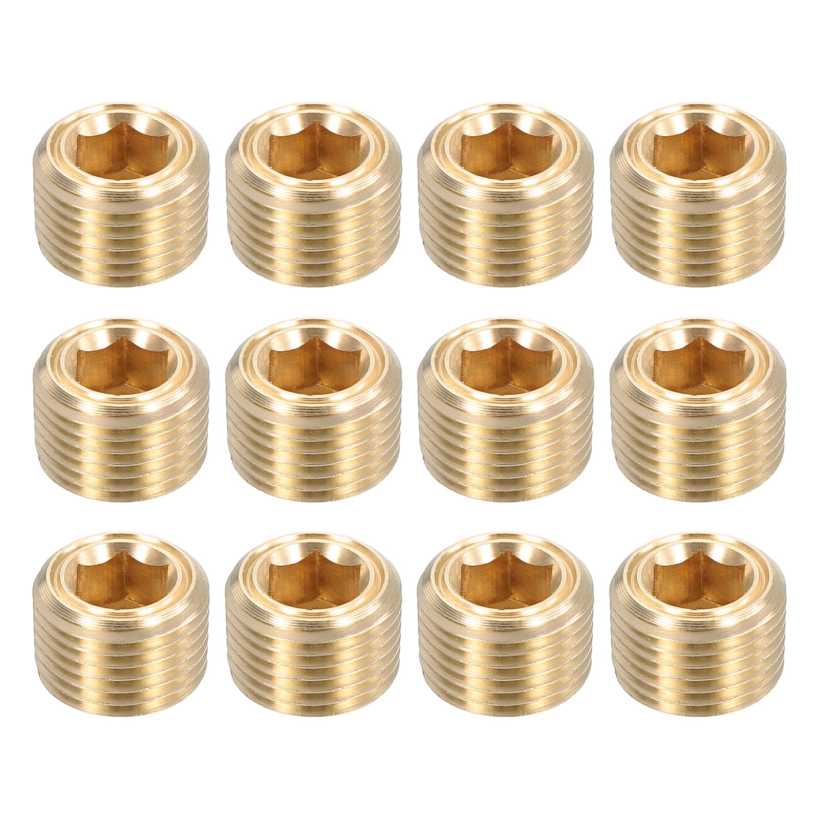 12Pcs Brass Pipe Plug Fitting, 1/8" NPT Male Internal Hex Thread Socket ...