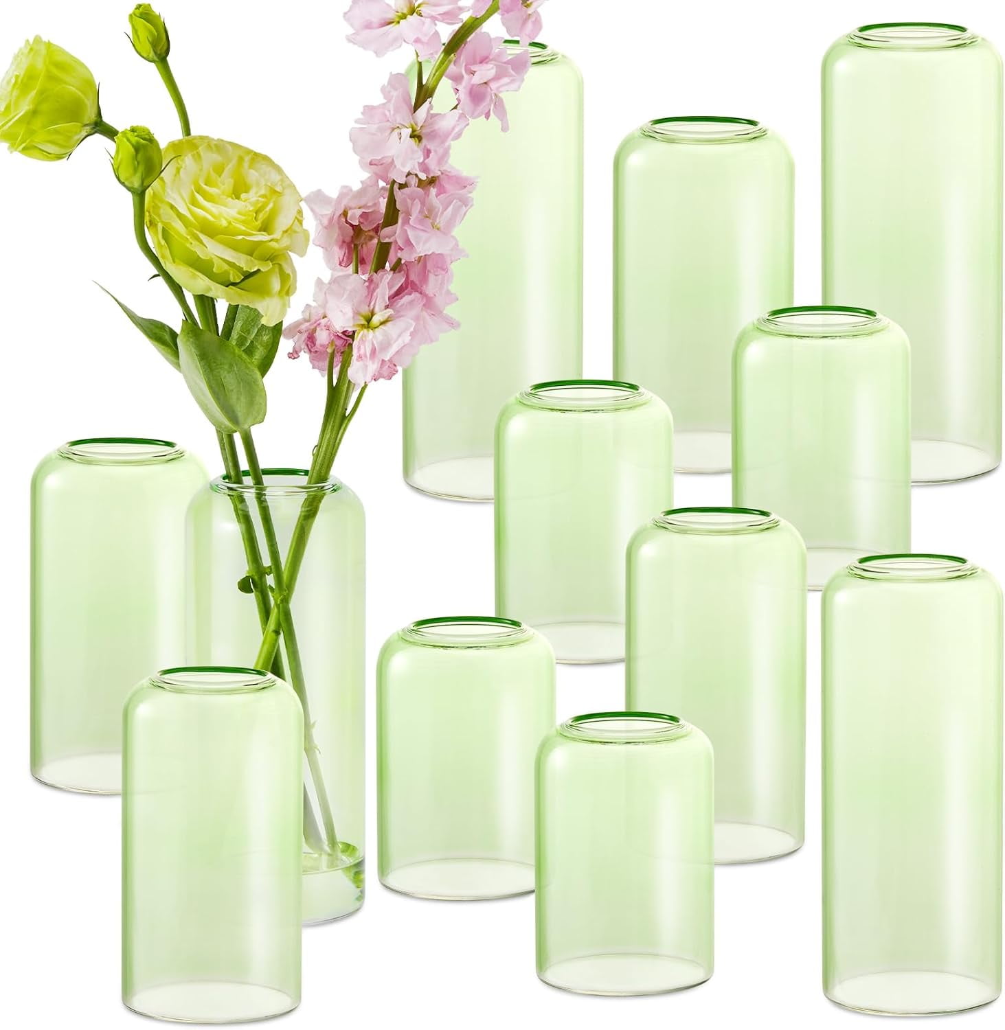 12Pcs Bud Vases Set, Glass Flower Vase for Centerpieces, Small Vases ...