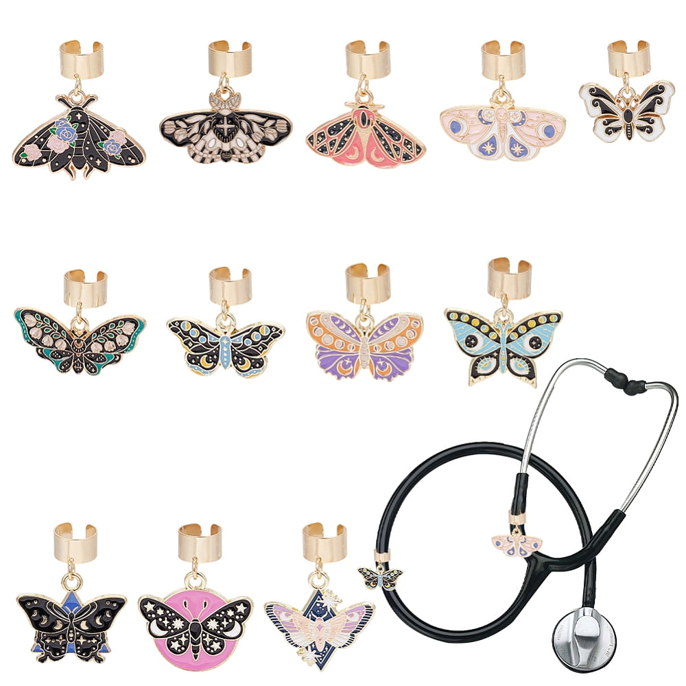 12Pcs Butterfly Stethoscope Charms 0.7 -0.9 Inch Moth Stethoscopes Tag ...