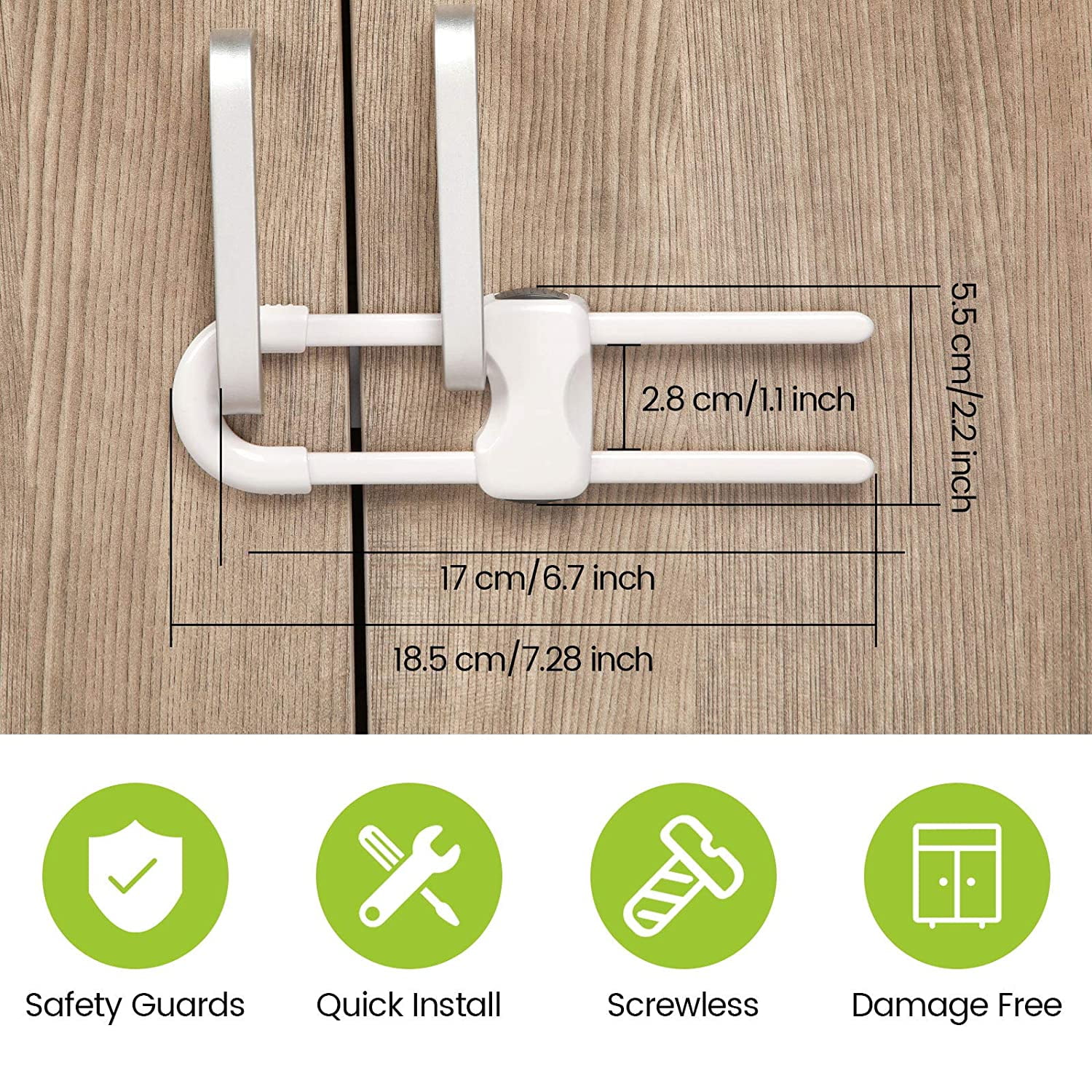 12Pcs Cabinet Locks Baby Proofing, Child Lock for Cabinets, U-Shaped ...