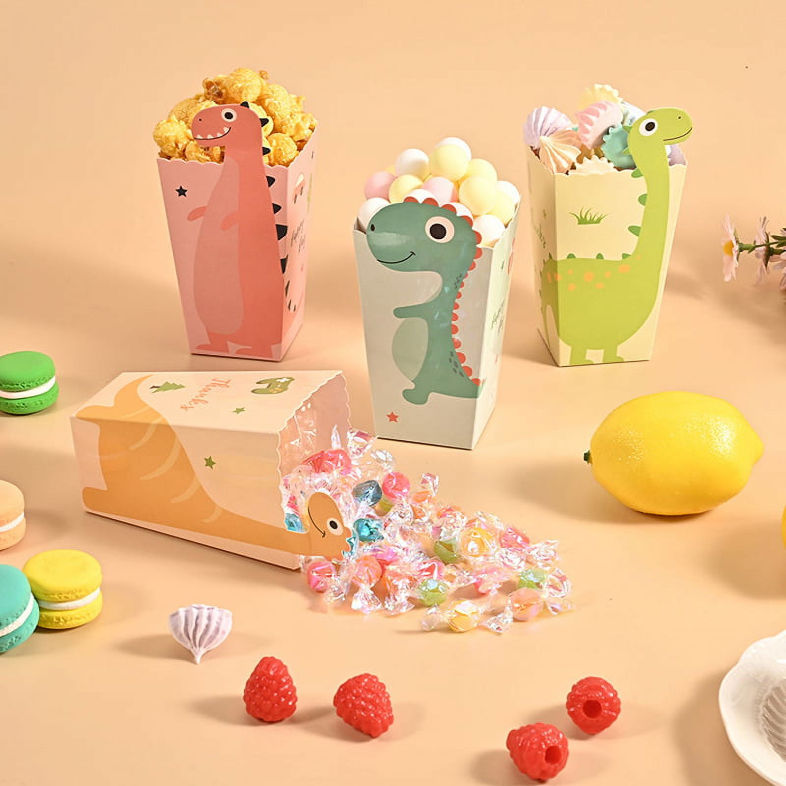 12Pcs Cartoon Dinosaur Popcorn Box Dinosaur Theme Birthday Party Decor ...