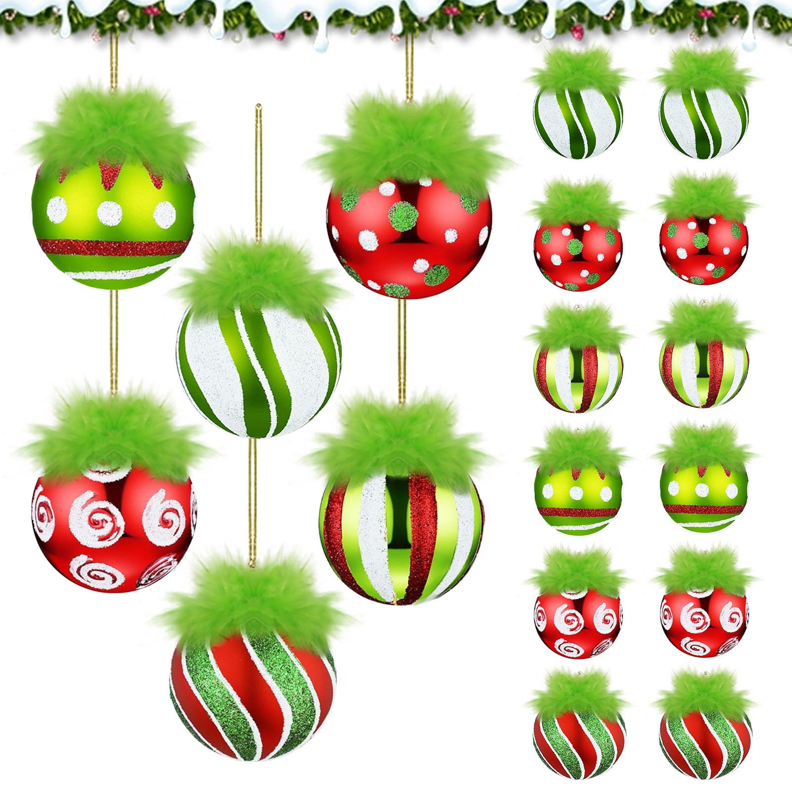 A 12Pcs Christmas Ball Ornaments With Fuzzy Texture For Tree Trimming ...