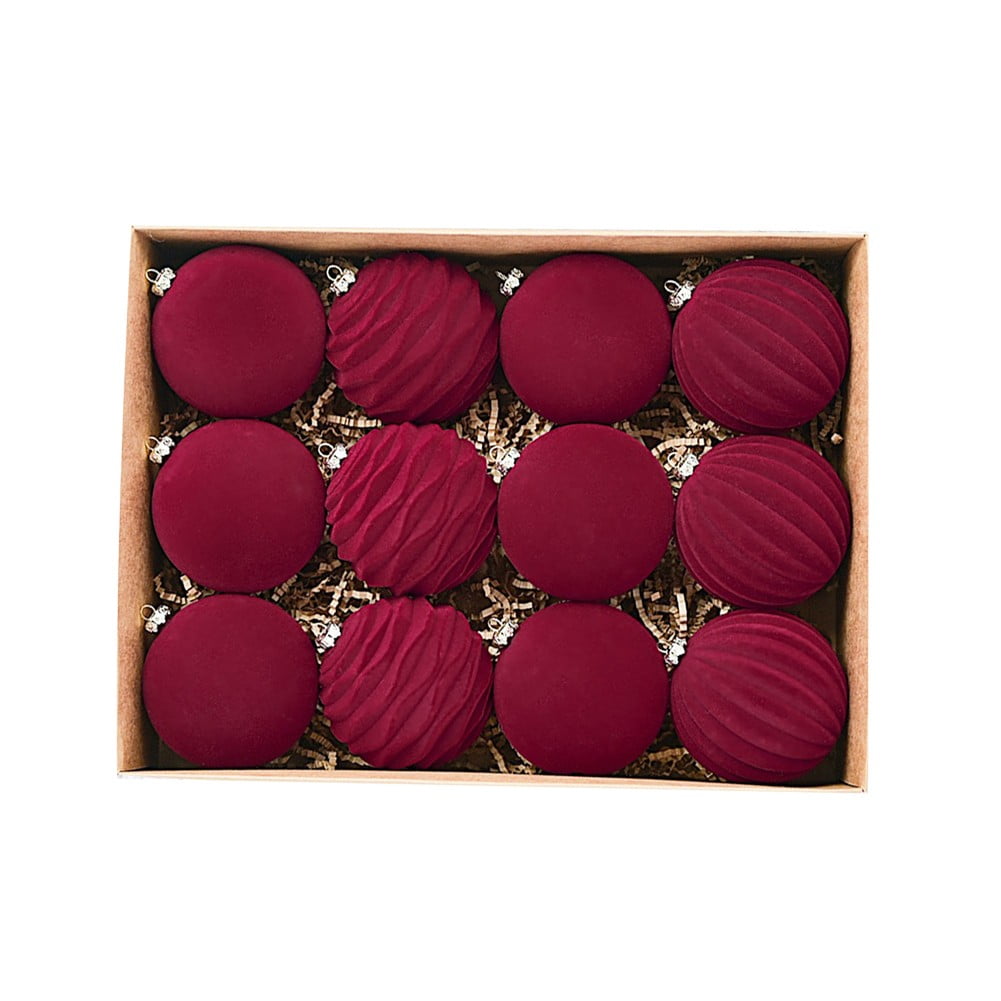 12Pcs Christmas Ball Ornaments Set 3.15 Inch Velvet Christmas Balls ...
