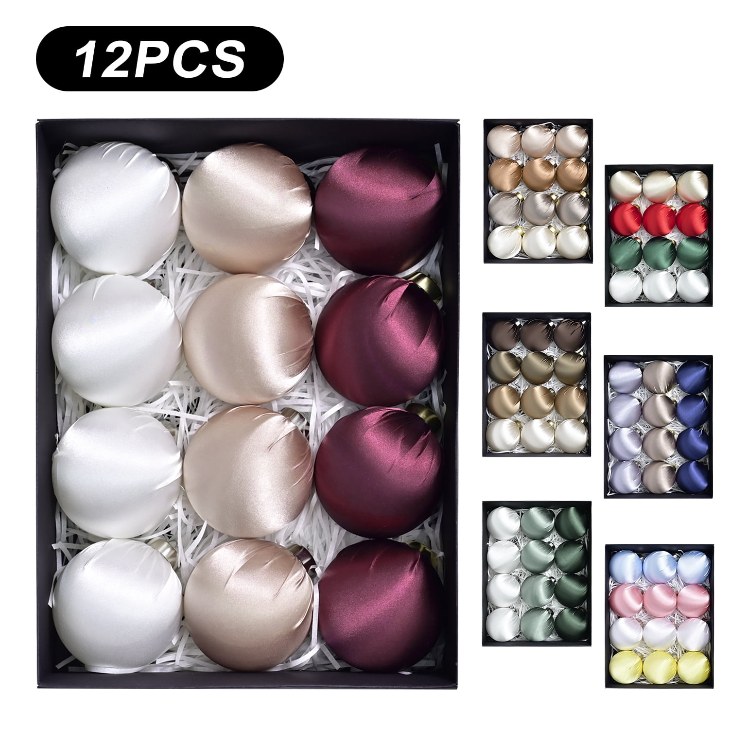 12Pcs Christmas Balls Ornament, 6cm Satin Balls Christmas Ball ...