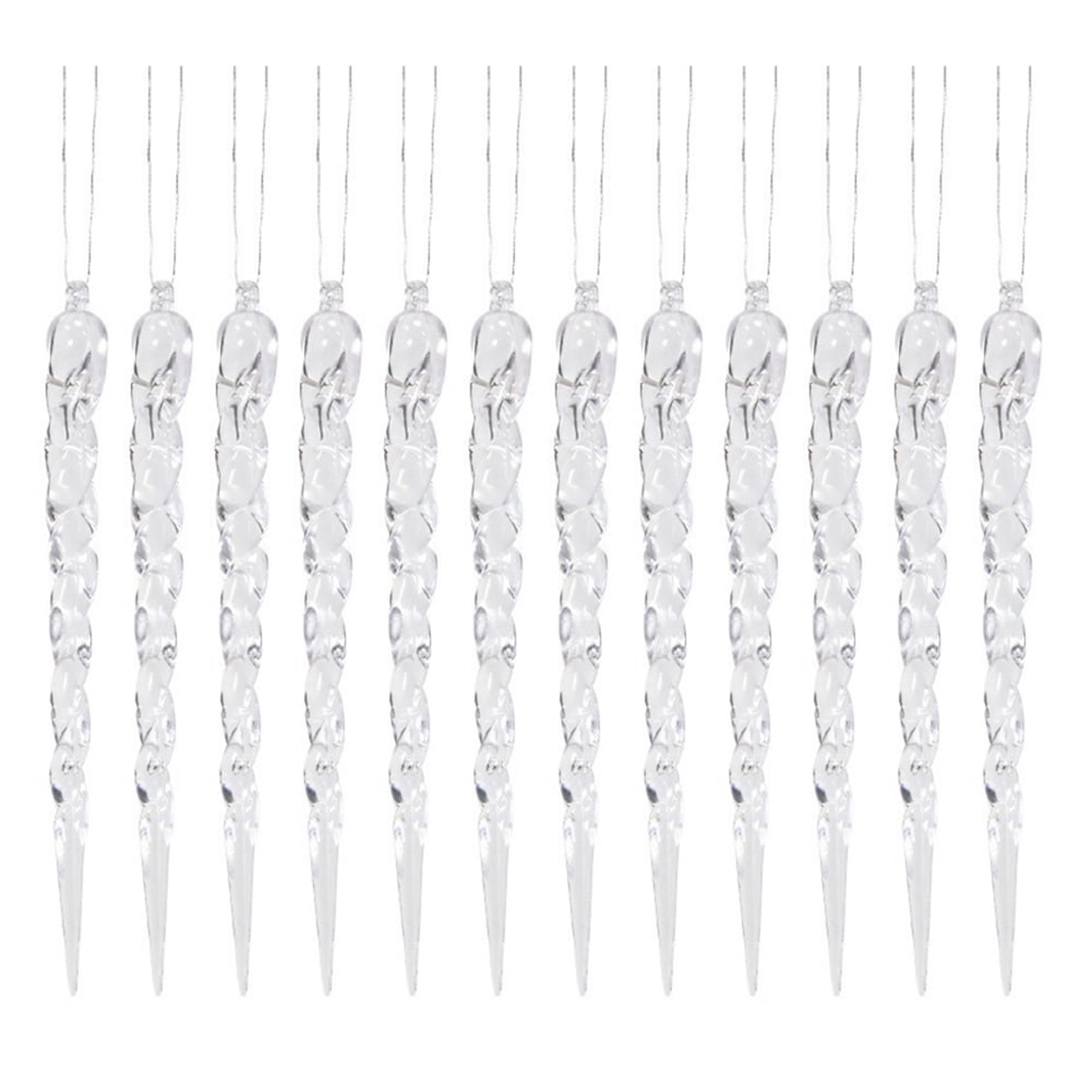 12Pcs Christmas Hanging Icicles Ornaments Transparent Icicles Decor ...