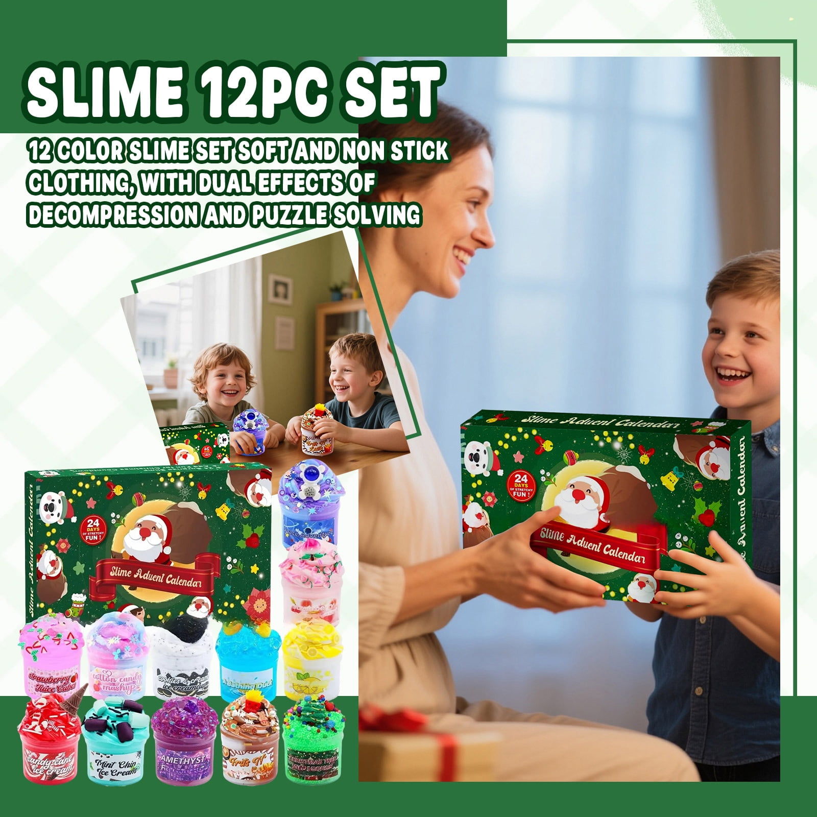 12Pcs Christmas Slime Advent Calendars, Slime Craft Kit Christmas ...