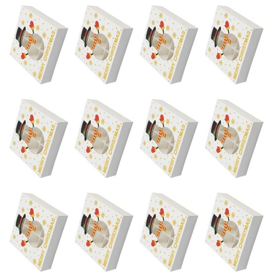 12Pcs Christmas Themed Chocolate Packaging Box 12 Compartments Paper ...