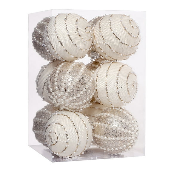 12Pcs Christmas Tree Ornament Set White Foam & Beaded Garland ...