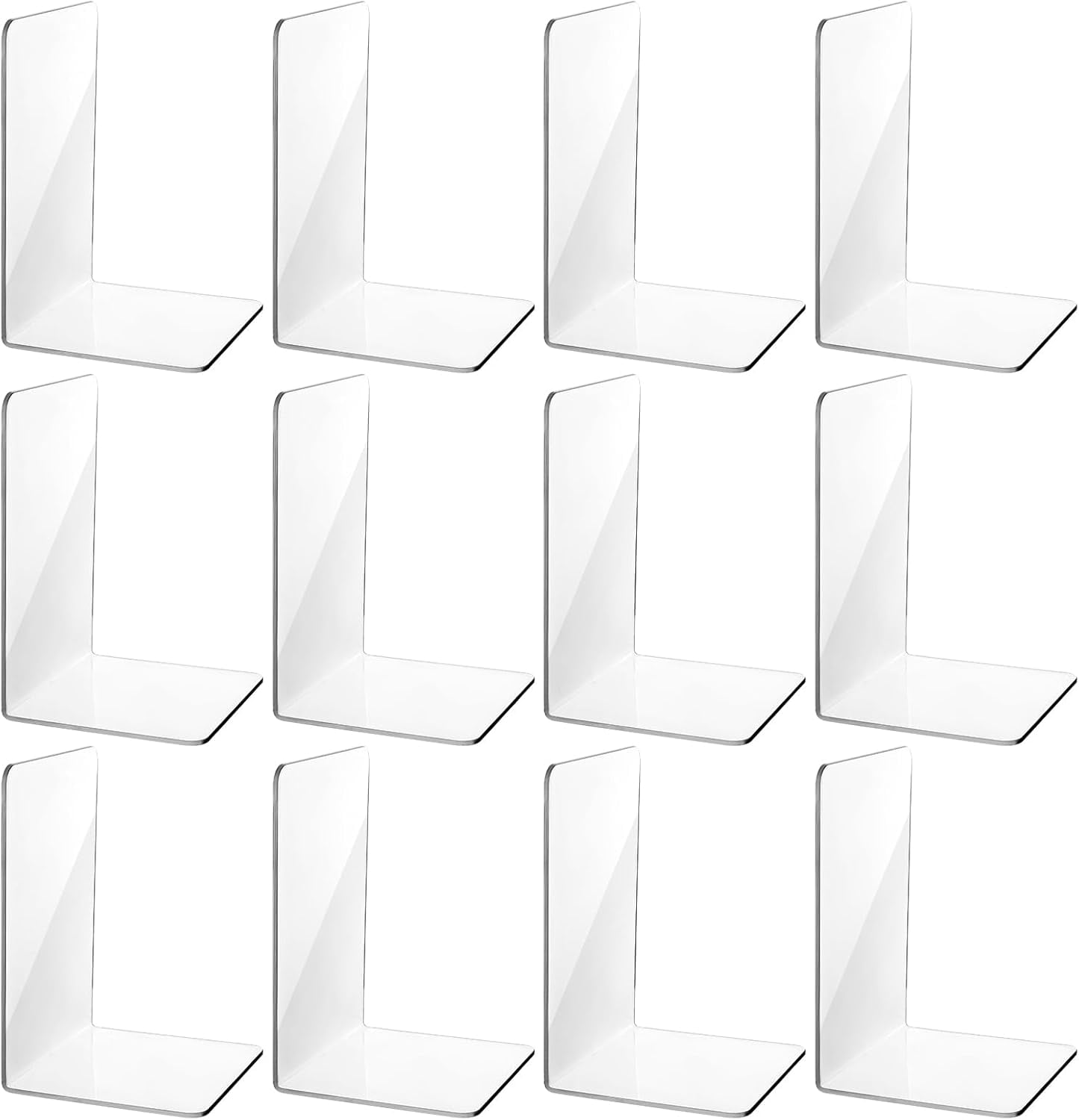 12Pcs Clear Bookends for Heavy Books,Acrylic Book Shelf Organizer for ...