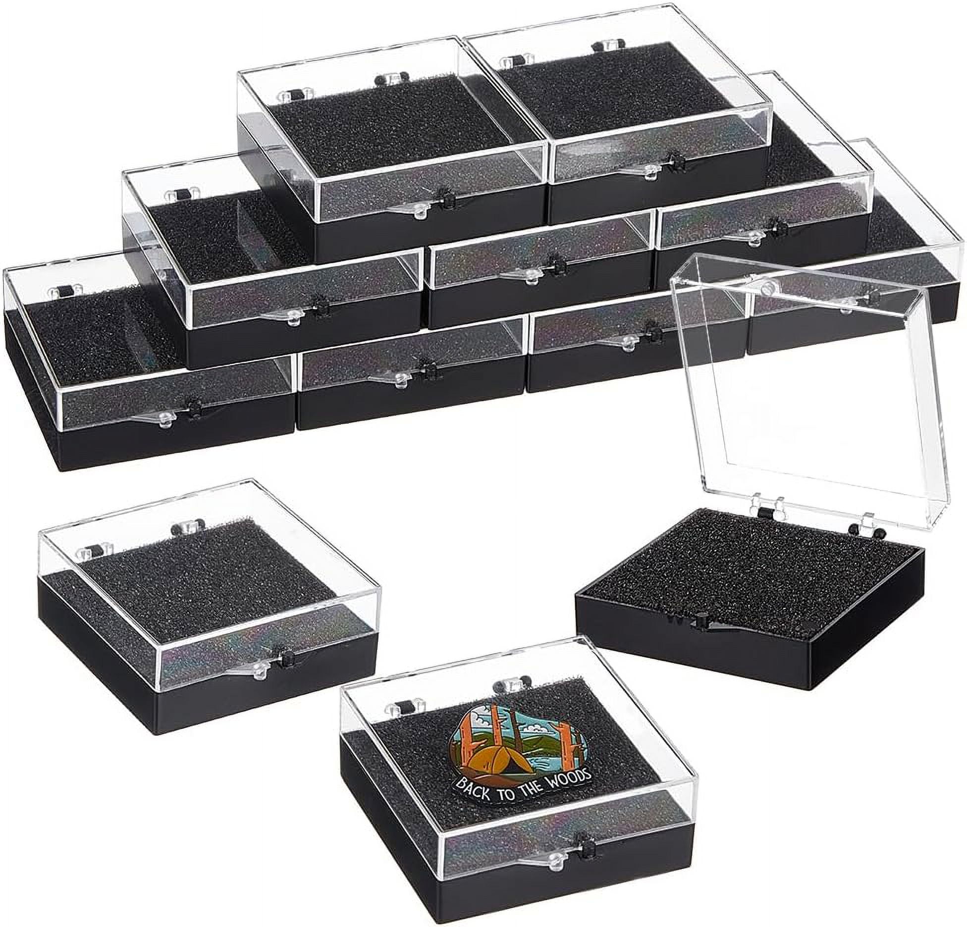 12Pcs Clear Plastic Gift Box For Pin 2.5x2.2x0.9 inch Black ...