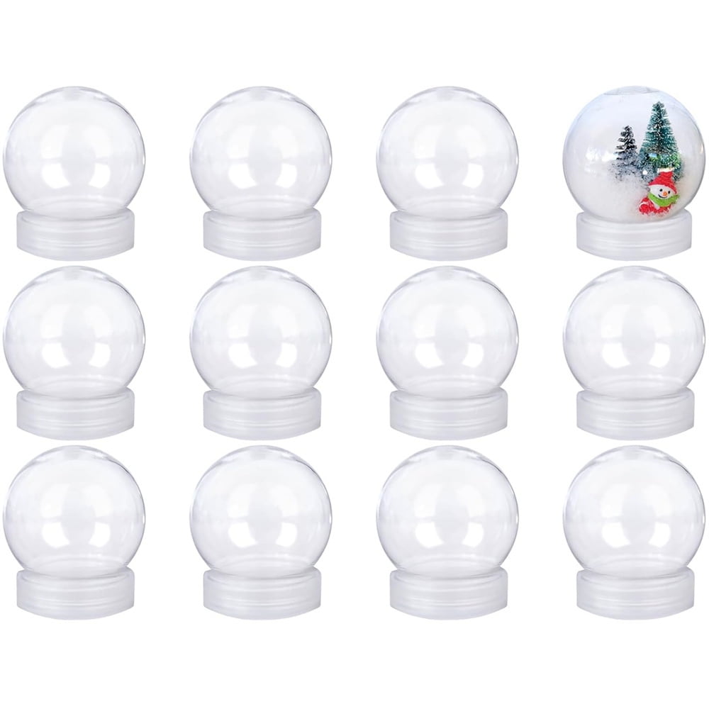 12Pcs Clear Plastic Snow Globe,Crystal Spherical Cans with Screw Off ...