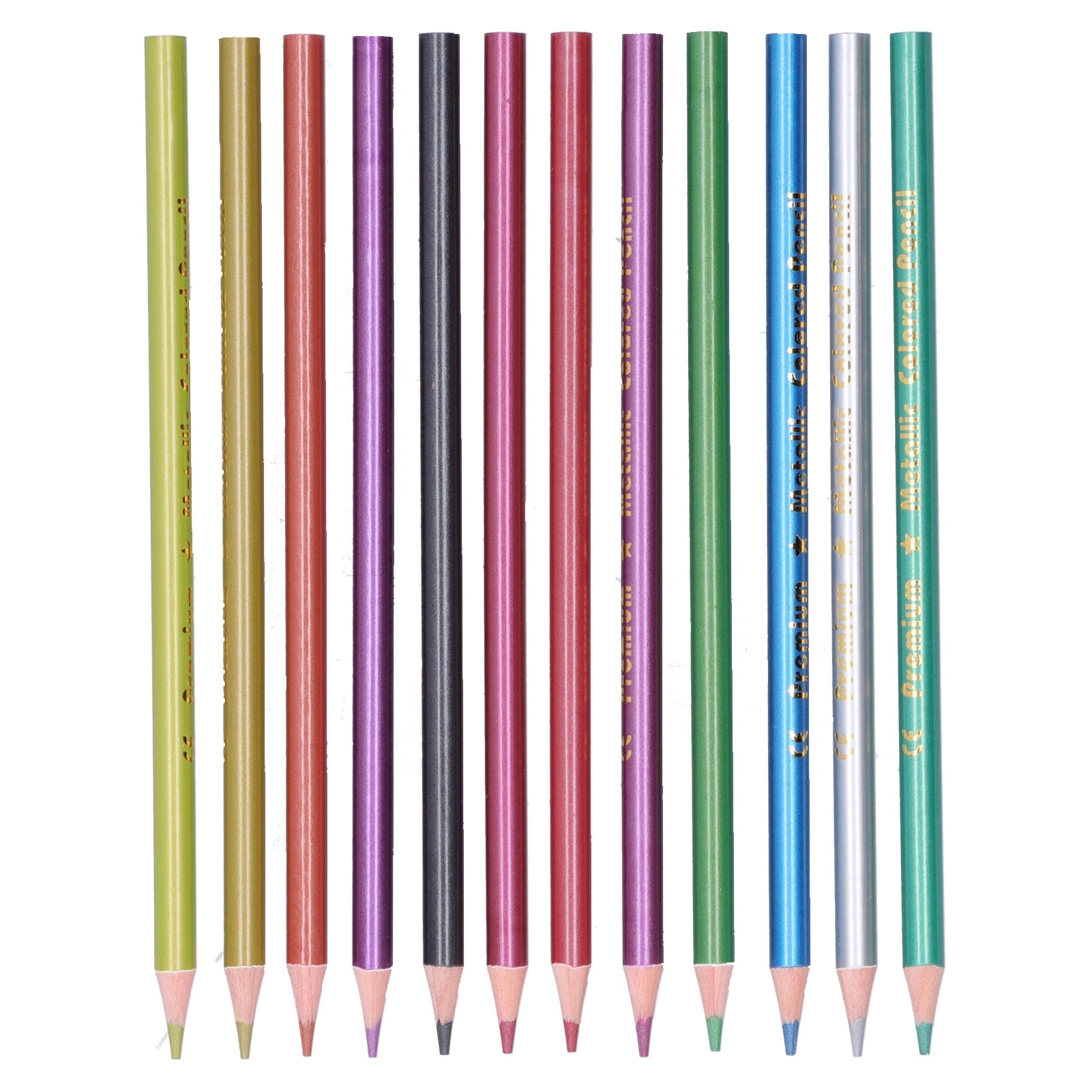 12Pcs Colored Pencil Set Metallic Fluorescent Professional Coloring ...