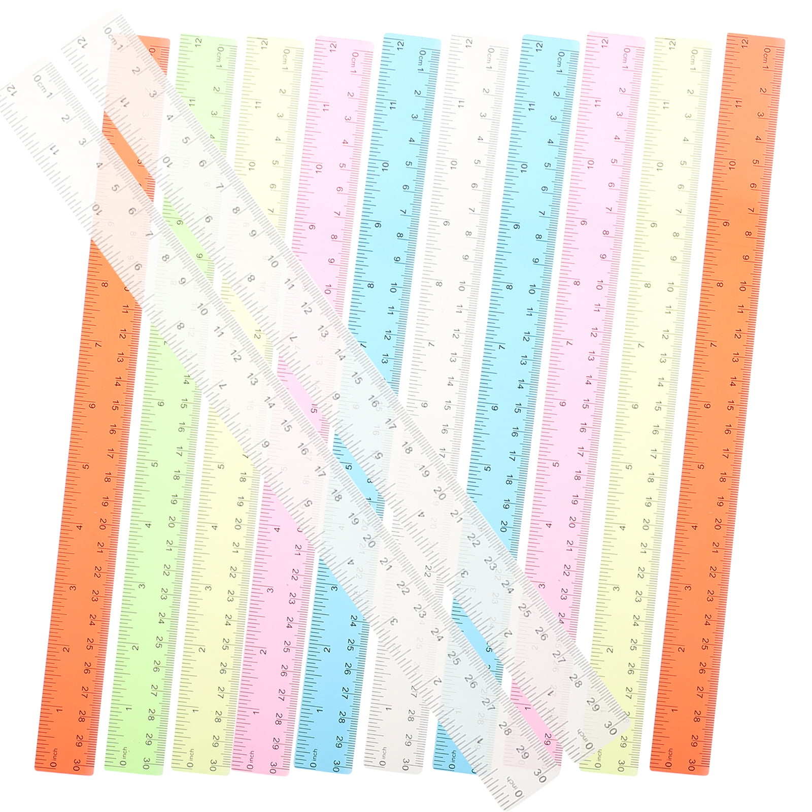 12Pcs Colorful Rulers Students Measuring Plastic Rulers Lightweight ...