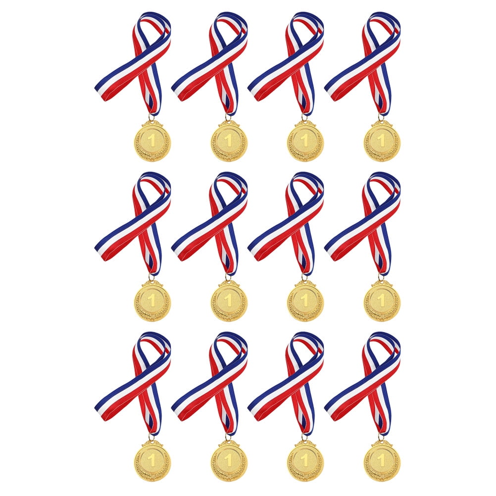 12Pcs Competition Number Medals Awards Golden Medals Sports Meet Winner ...