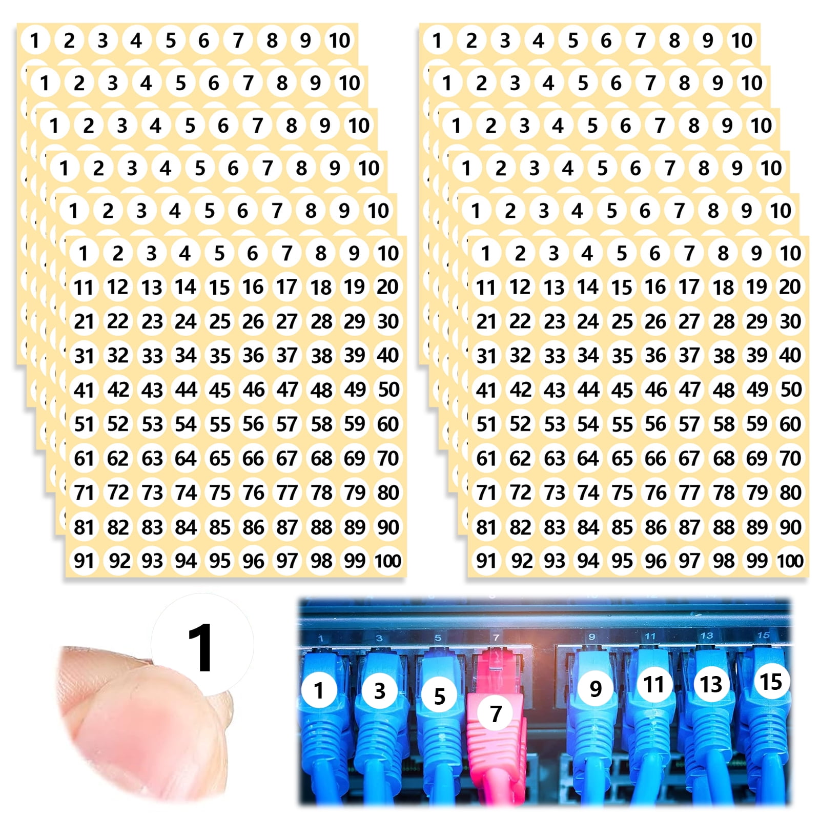 12Pcs Consecutive Numbers Stickers (0-100) In Black On White Background ...