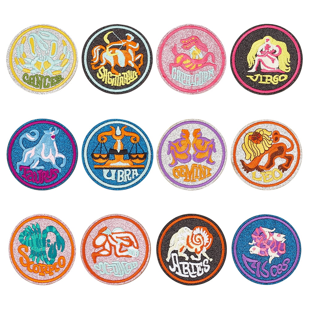 12Pcs Constellation Theme Computerized Embroidery Iron on Cloth Patches ...