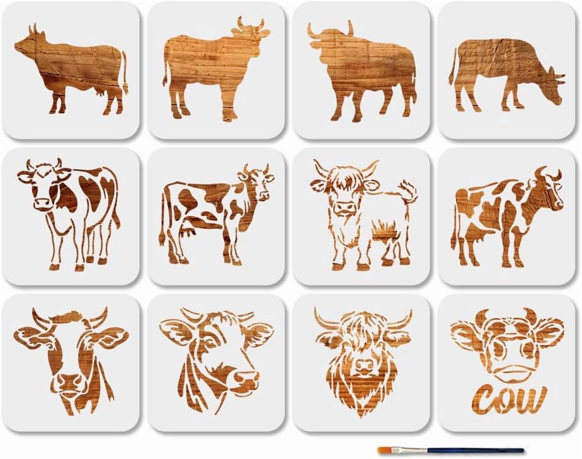 12Pcs Cows Cattles Stencils Reusable Highland Cattles Stencil for ...