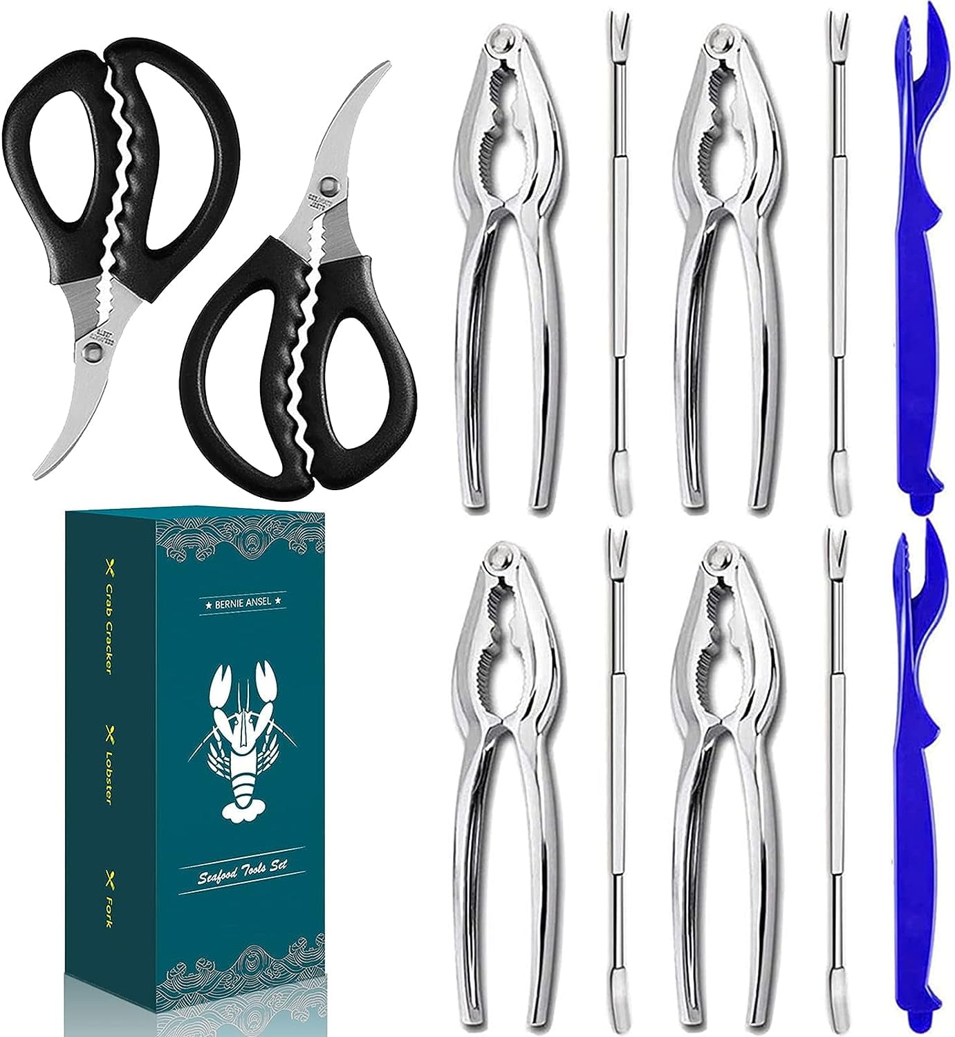 12Pcs Crab Claw Crackers and Tools Set, Seafood Tools Set Crab Leg ...