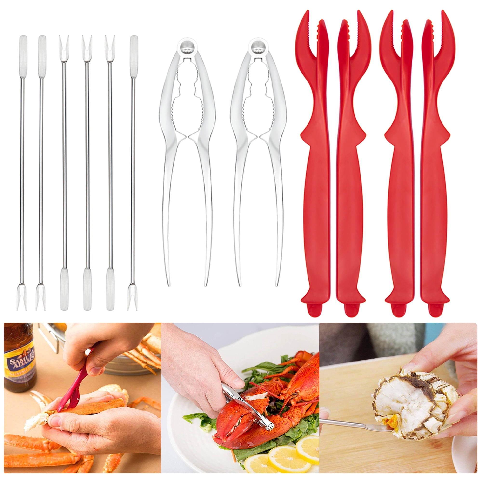 12Pcs Crab Crackers Nut Cracker Forks Set Opener Shellfish Seafood ...