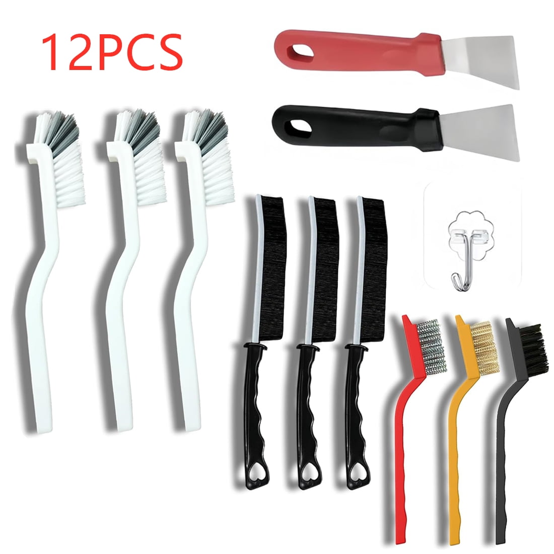 12Pcs Crevice Cleaning Brush Set, Hard Bristle Cleaning Kit for Kitchen ...