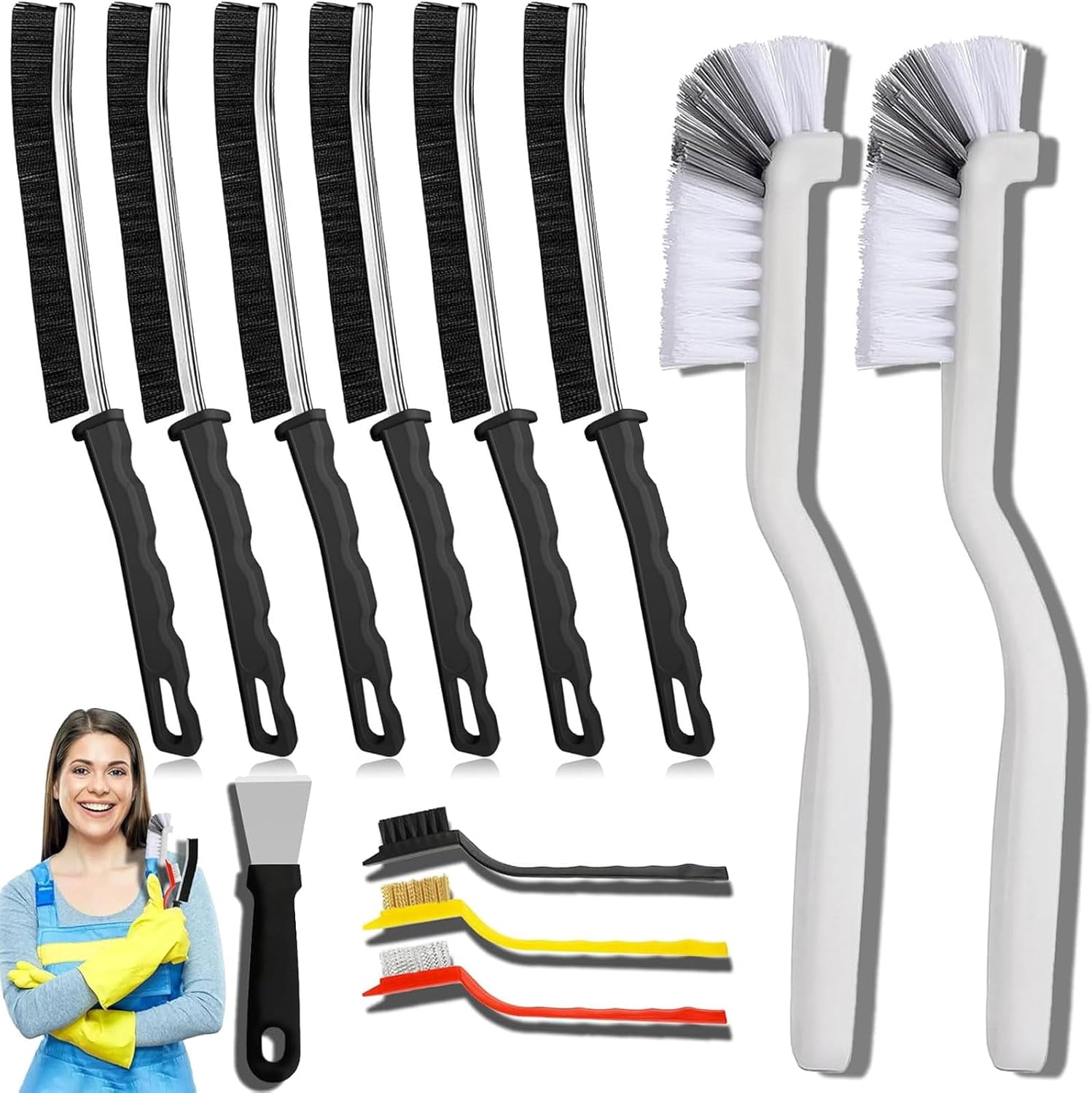 12Pcs Crevice Cleaning Brush Set,Hard Bristle Supplies for Kitchen ...