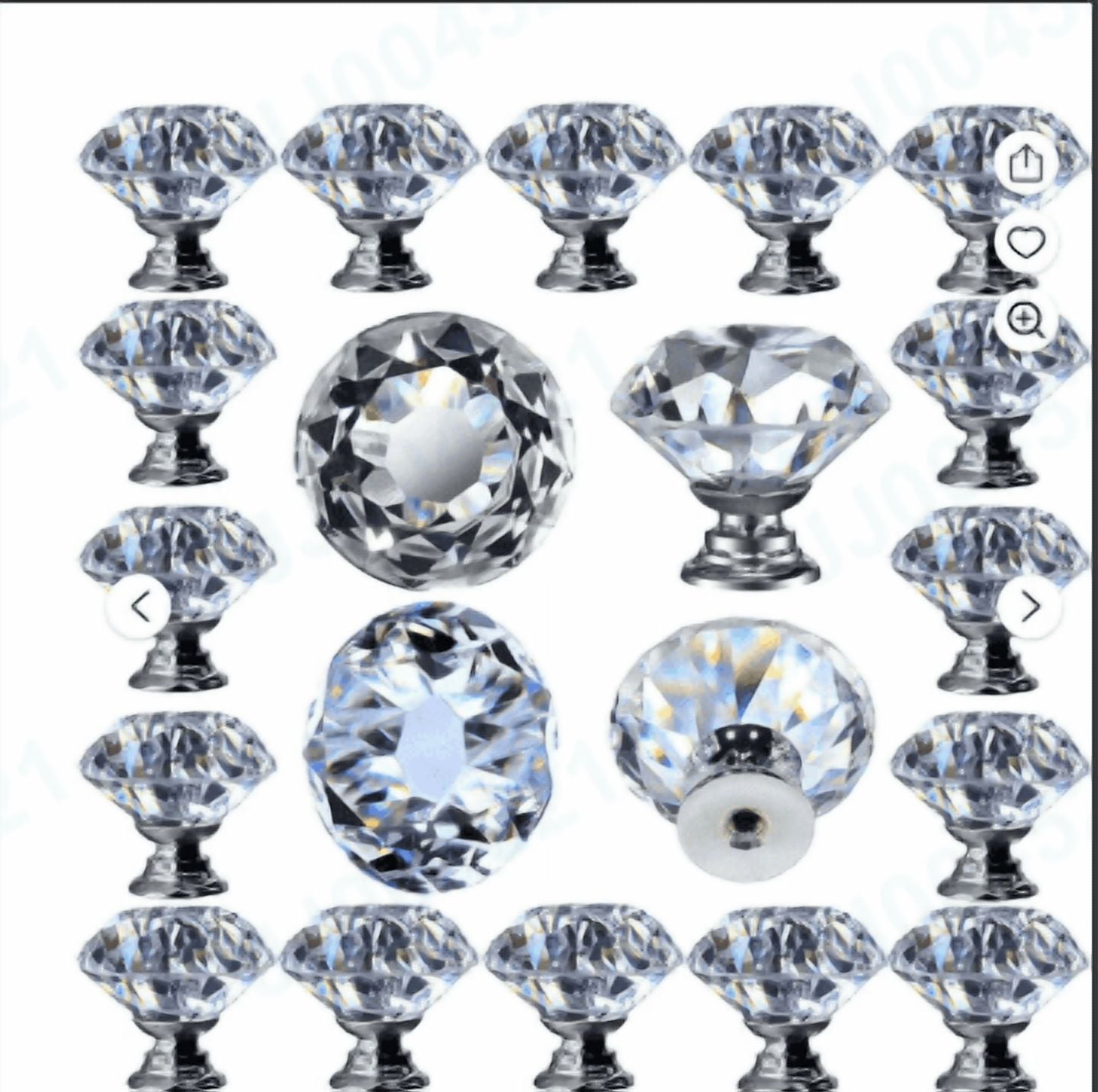 12Pcs Crystal Glass Cabinet Handles and Drawer Pulls,Elegant Patterned ...