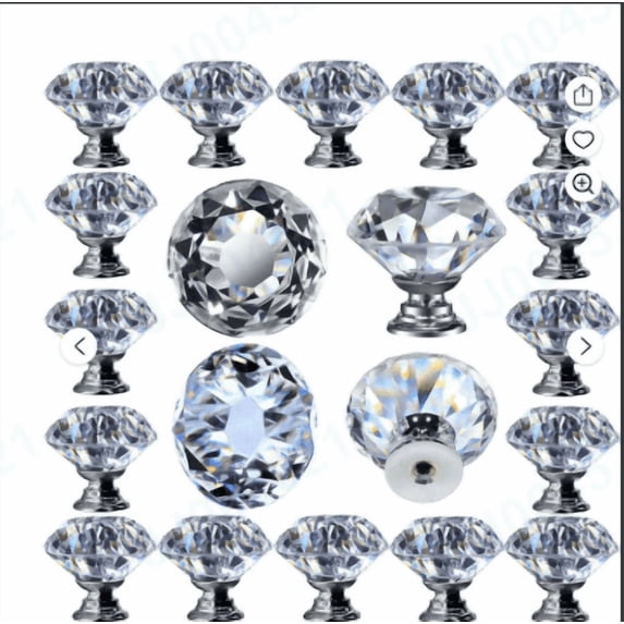 12Pcs Crystal Glass Cabinet Handles and Drawer Pulls,Elegant Patterned ...