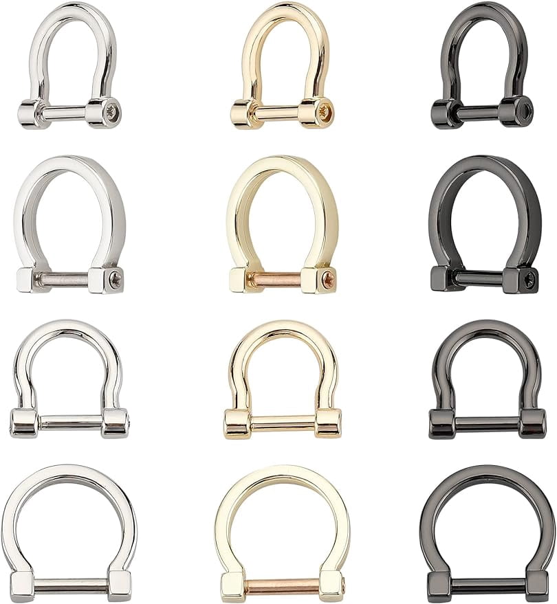 12Pcs D-Rings with Closing Screws 2 Sizes Horseshoe U Shape D Rings ...