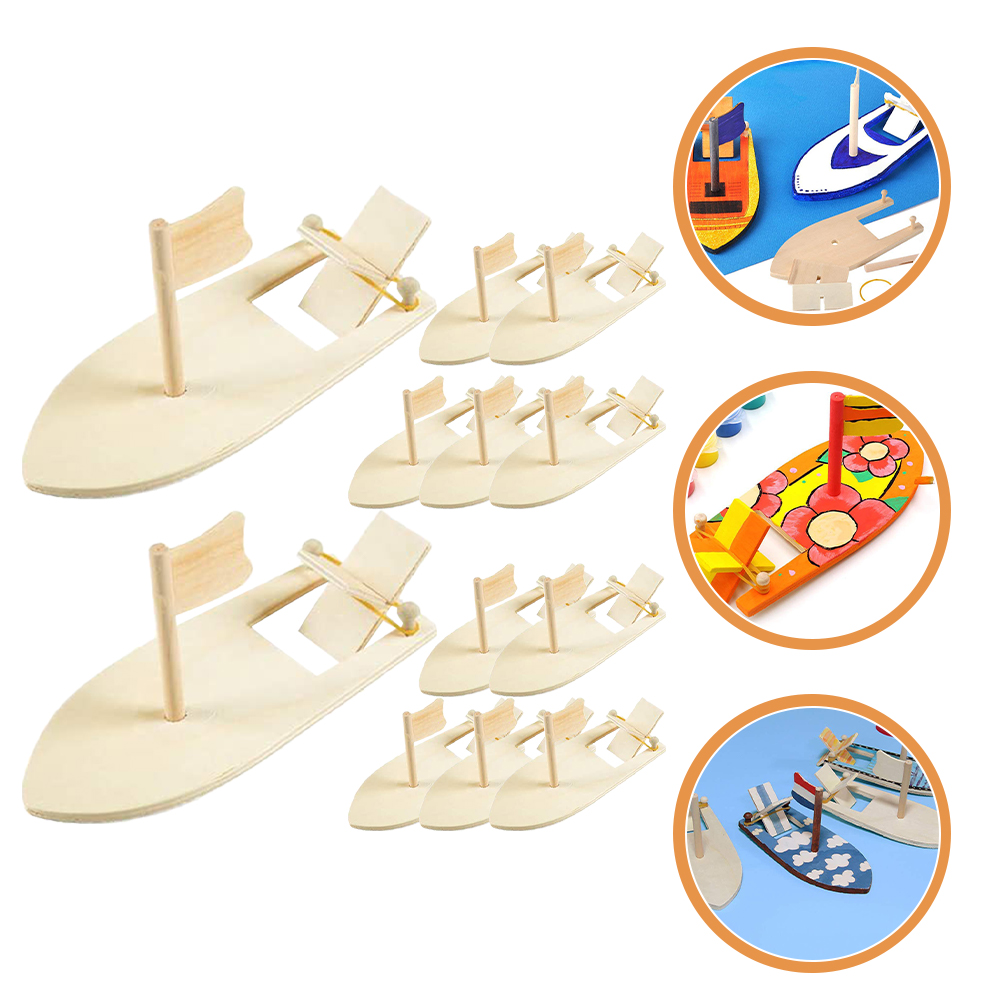 12Pcs DIY Crafting Wooden Sailboat Model Children DIY Paint Boat Wood ...