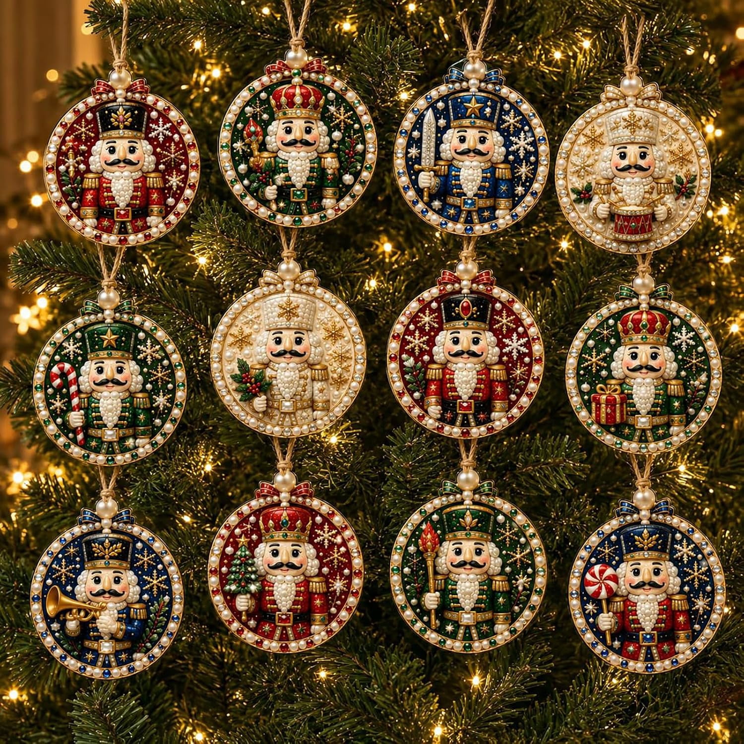 12Pcs DIY Diamond Pearl Art Christmas Ornaments Kits for Adults (Sty-A ...