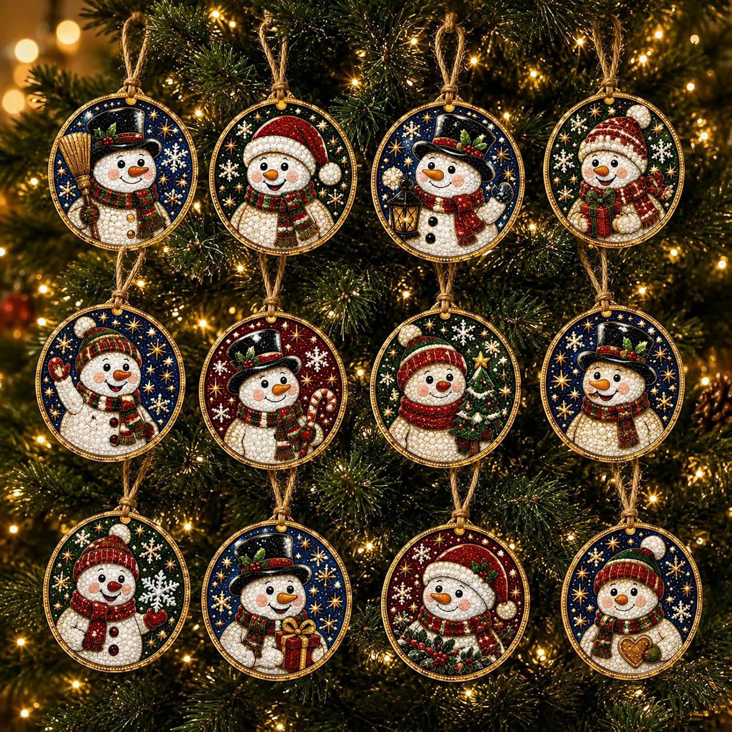 12Pcs DIY Diamond Pearl Art Christmas Ornaments Kits for Adults (Sty-E ...
