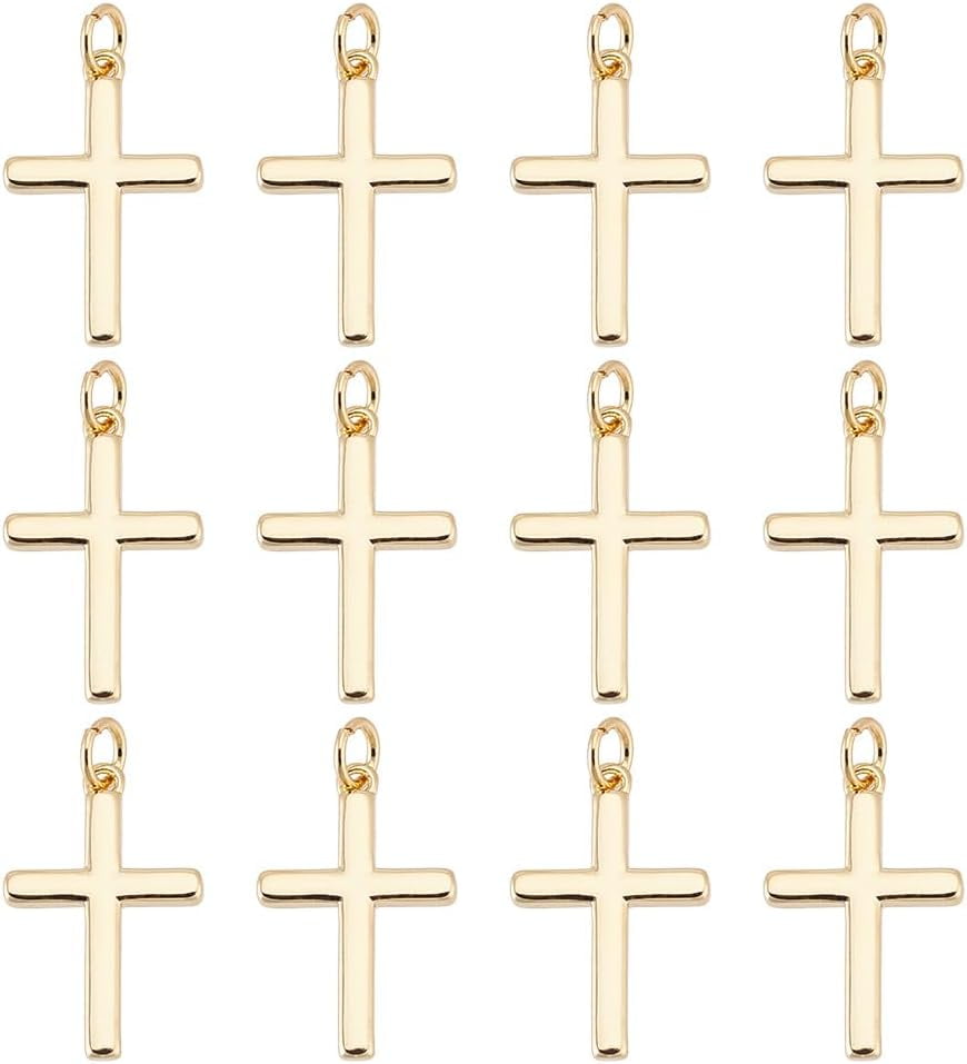12Pcs Dangle Charms 16.5mm Metal Crucifix Pendant Bulk Small Vintage ...